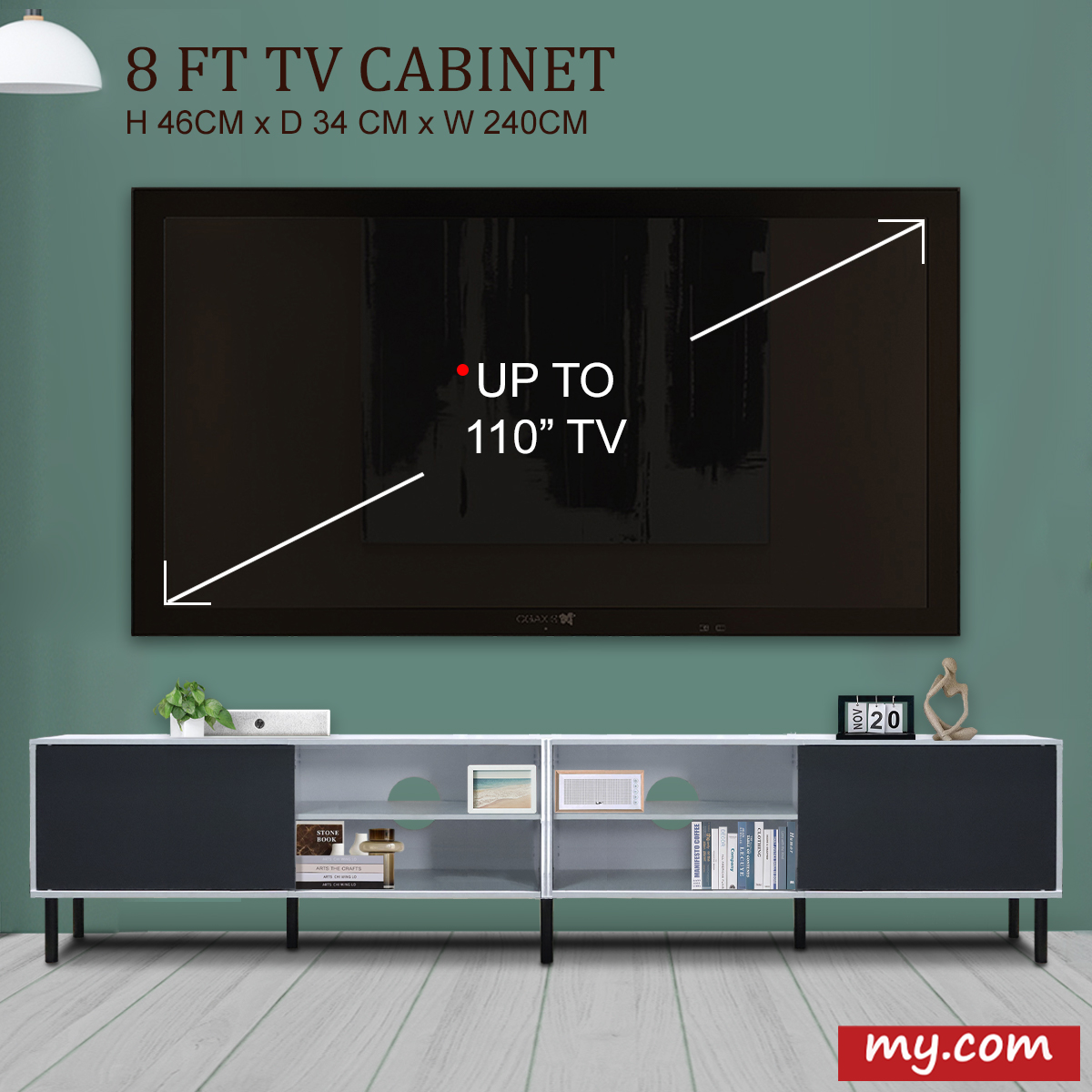 Kabinet TV 8 Kaki/8ft TV Cabinet with Doors my-com/TV Stand/Living Room ...