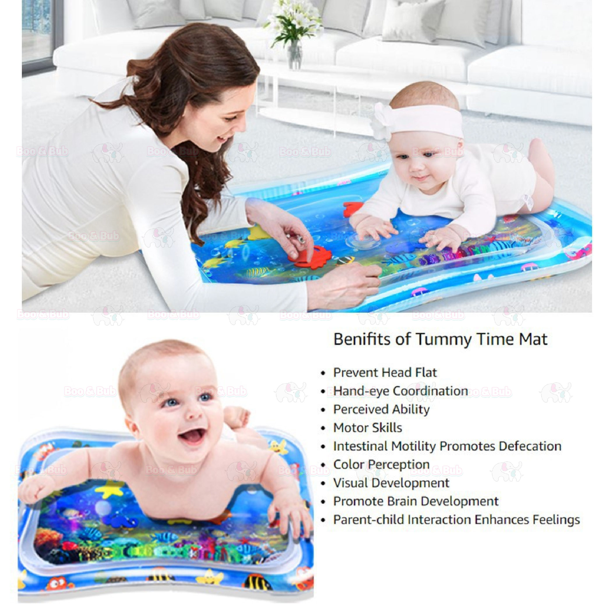 Boo&Bub Baby Water Mat Toddler Inflatable Crawling Cushion Summer ...