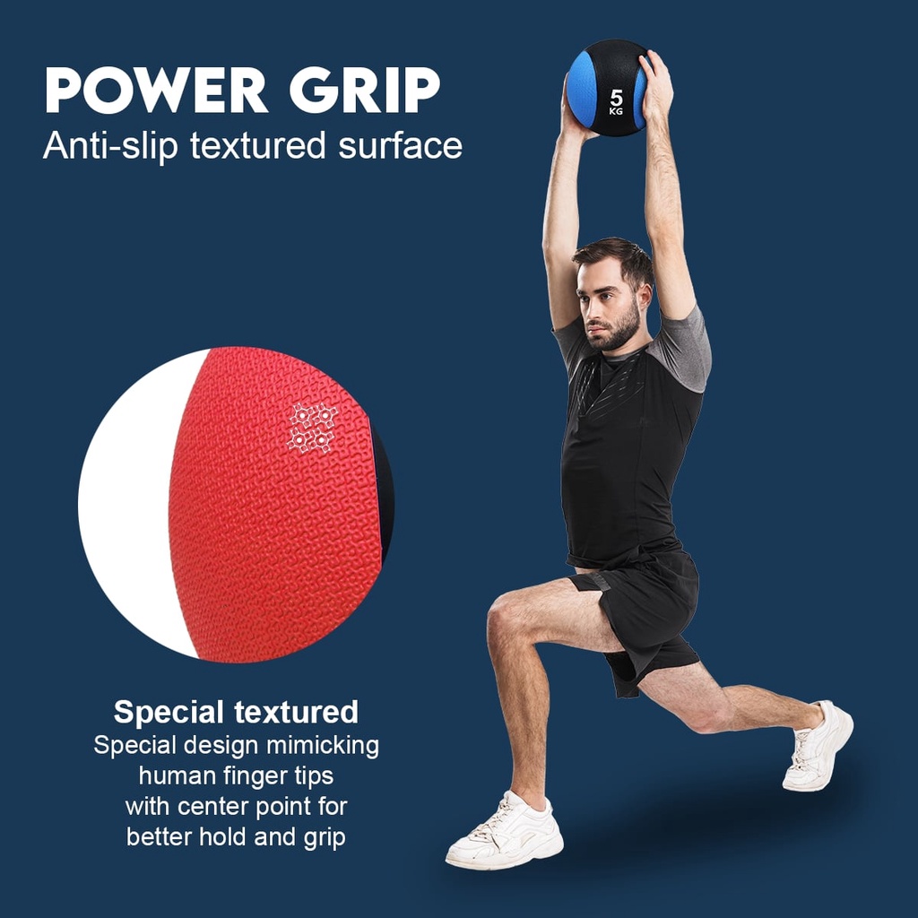 3H Exercise Medicine Ball 1kg-6kg Synthetic Rubber Gravity Bounce ...