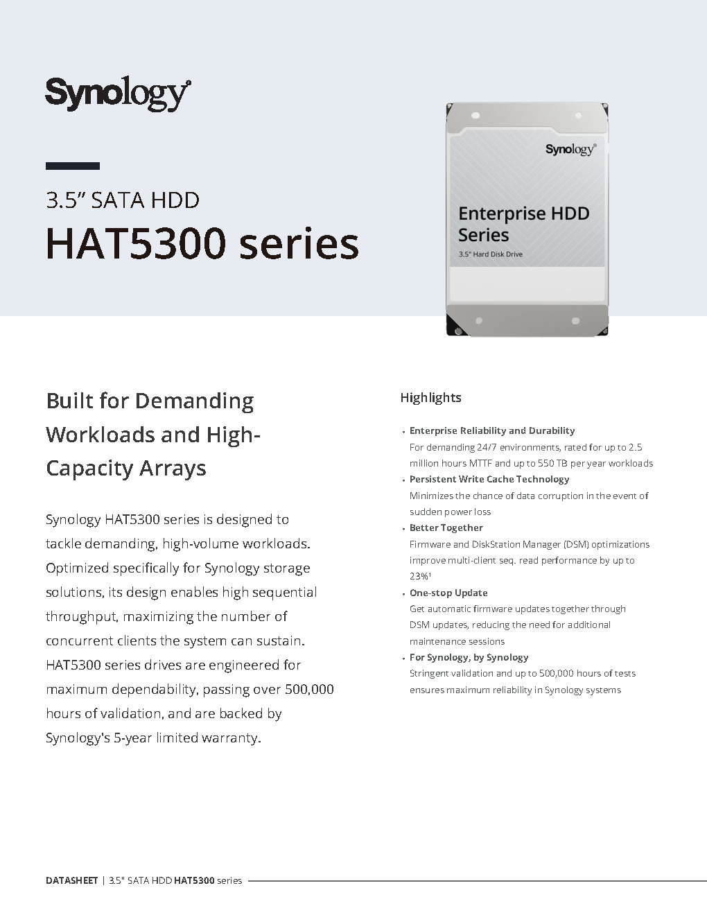 SYNOLOGY HAT5300 HIGH PERFORMANCE SERIES 3.5” SATA INTERNAL ENTERPRISE ...