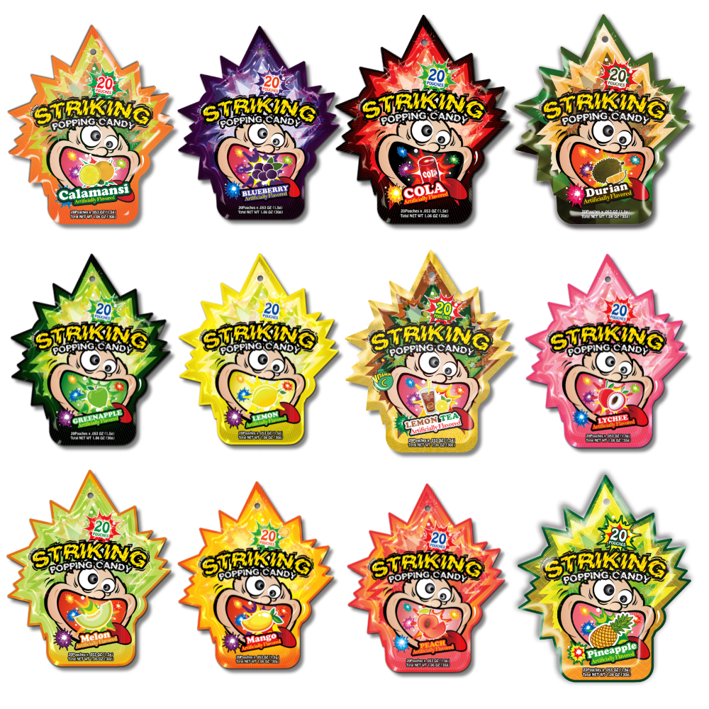 STRIKING Popping Candy 30g (20 Pouches per pack) - Assorted Flavours ...