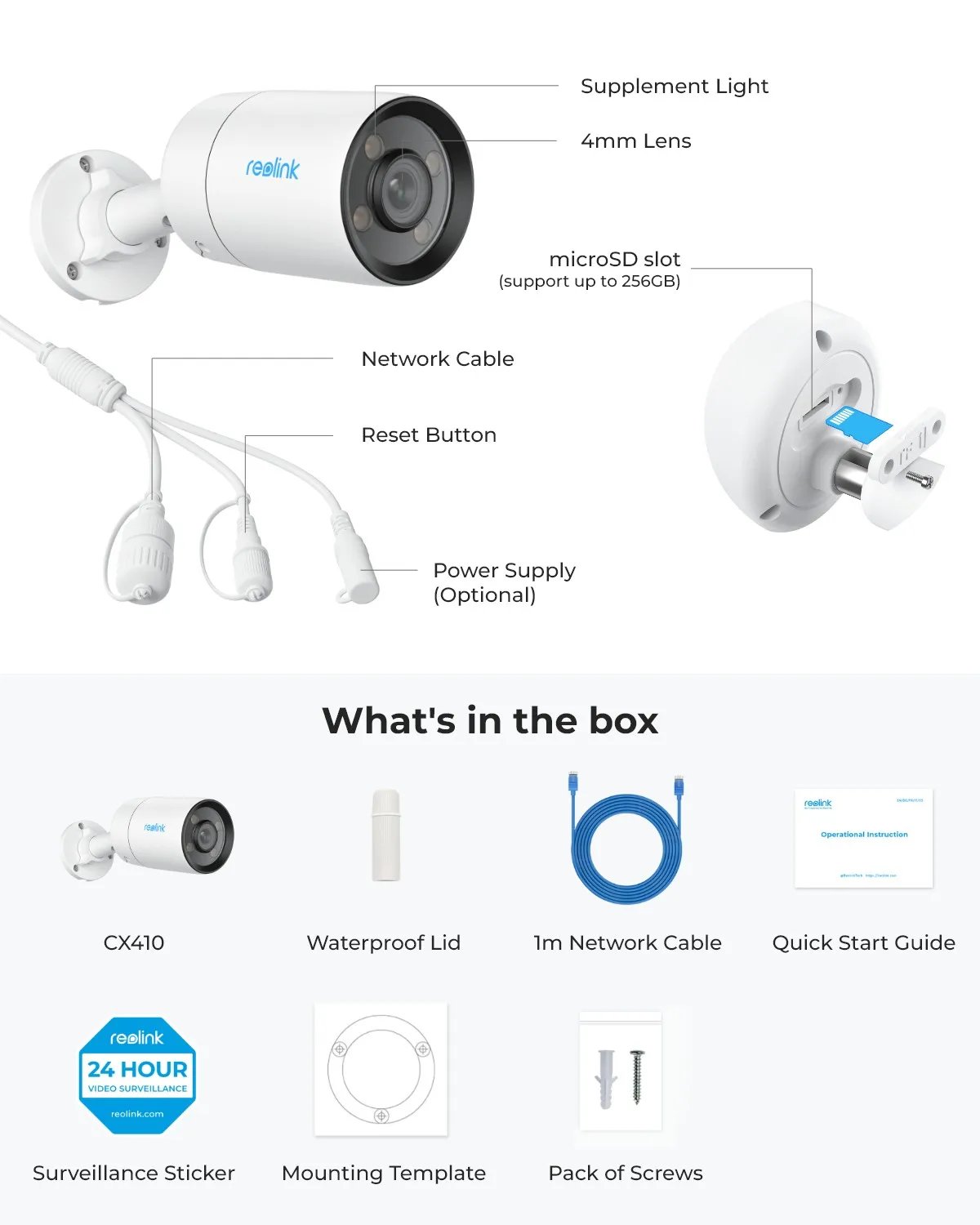 Reolink CX810 CX410 ColorX 2K 4MP PoE IP Camera with True Full-Color ...