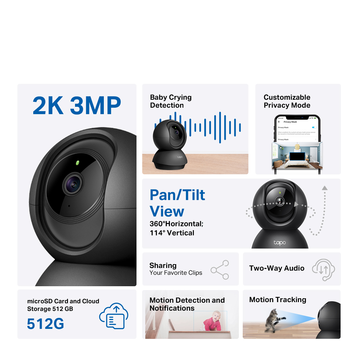 TP-Link Tapo WiFi CCTV C211/C210/TC71/TC70 Pan/Tilt 360 Degree Night ...