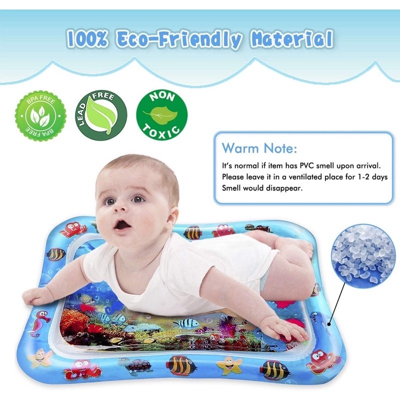 Baby Tummy Time Mat Play Gym Pad Water Play Mat Baby Inflatable Water ...