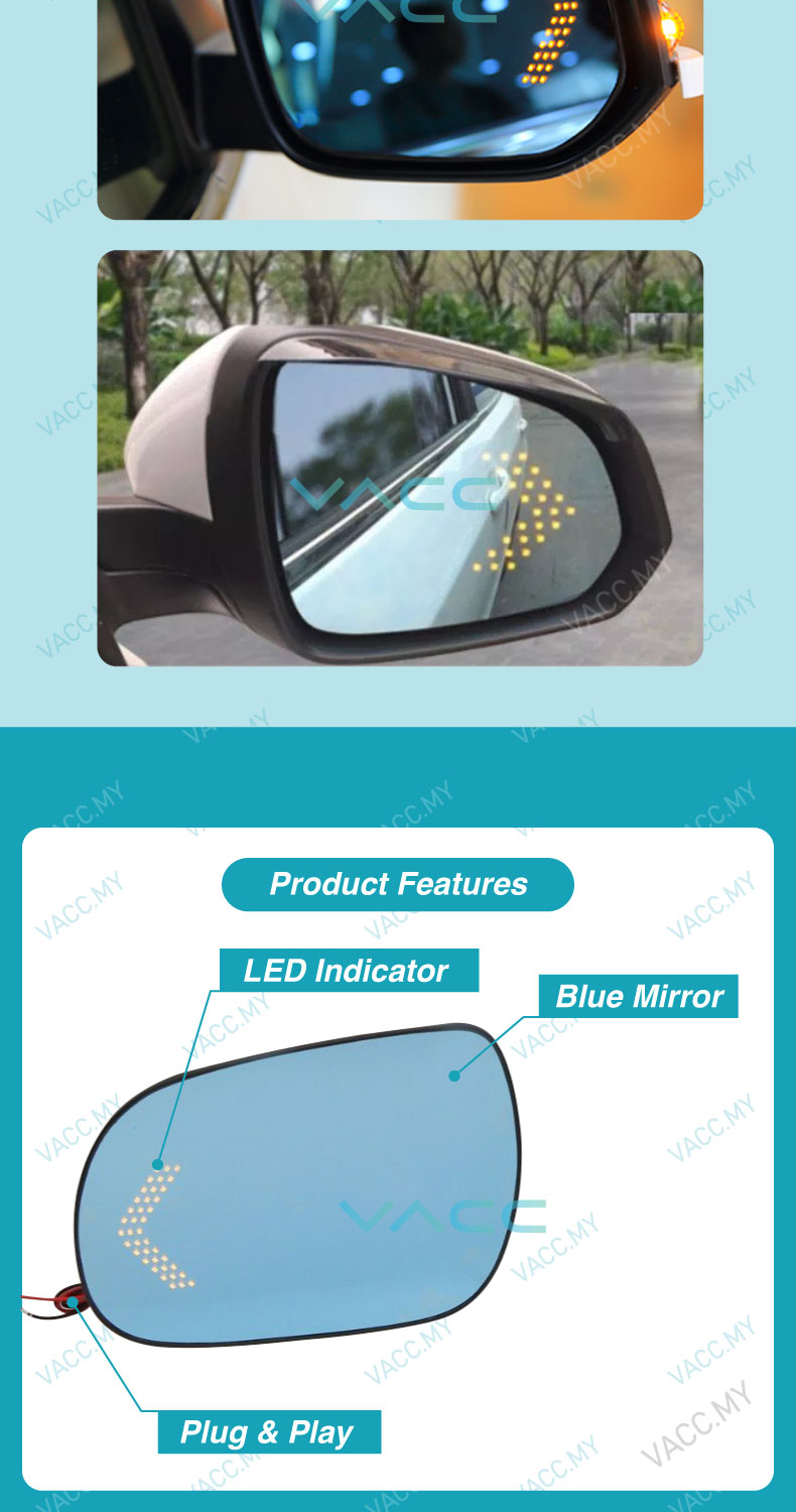 Toyota Vellfire / Alphard 20 Series Blue Mirror With LED Signal Lamp ...