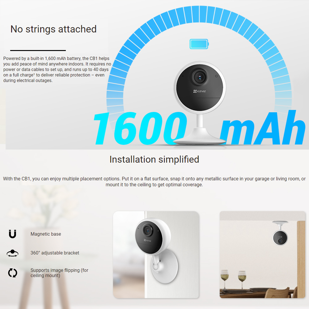 EZVIZ CB1 Full HD 1080P 2MP Wi-Fi Smart Human Motion Detection Two Way ...