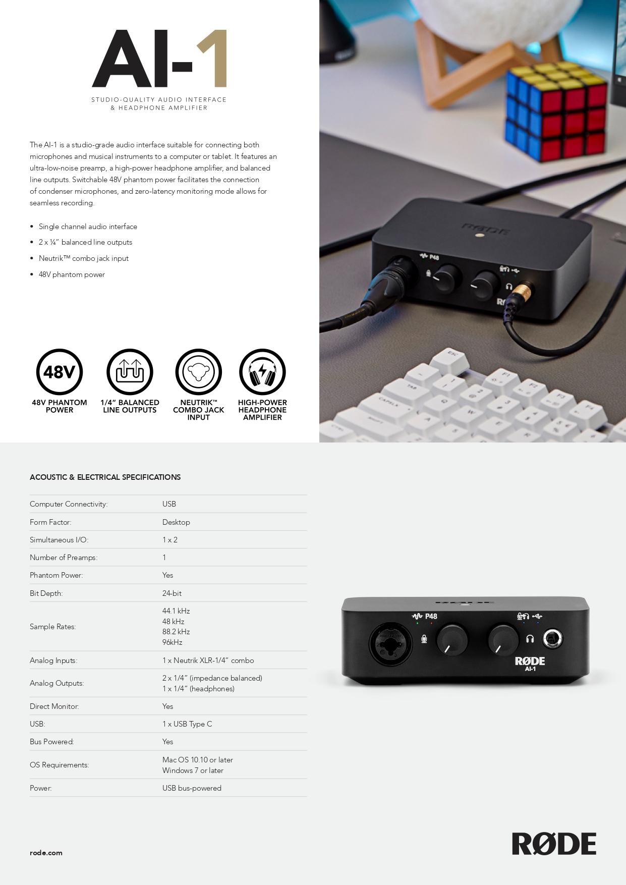 RODE N1 & AI-1 (NT1KIT) COMPLETE STUDIO KIT WITH AUDIO INTERFACE, LOW ...