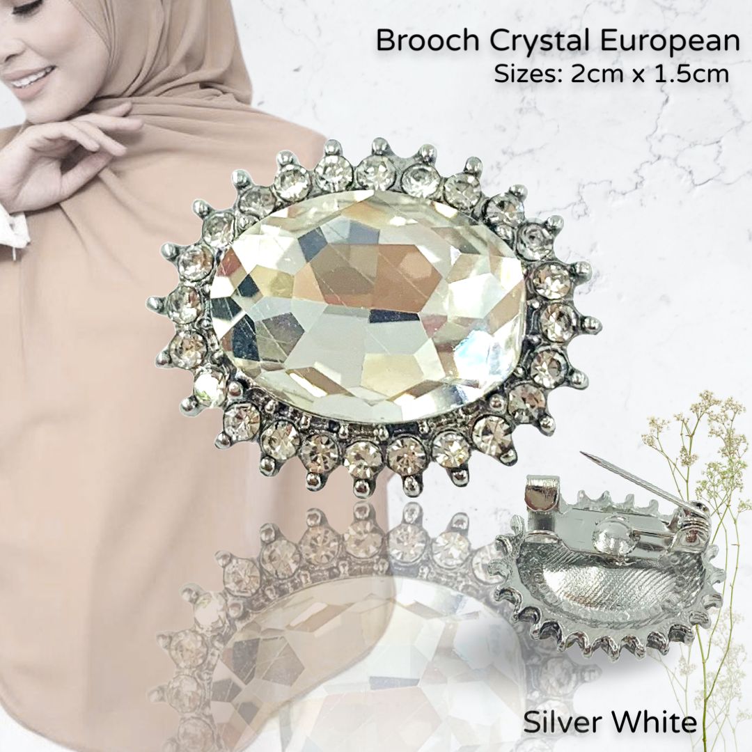 Elegant Brooch 1pc Premium Brooch European Crystal Kerongsang Kristal ...