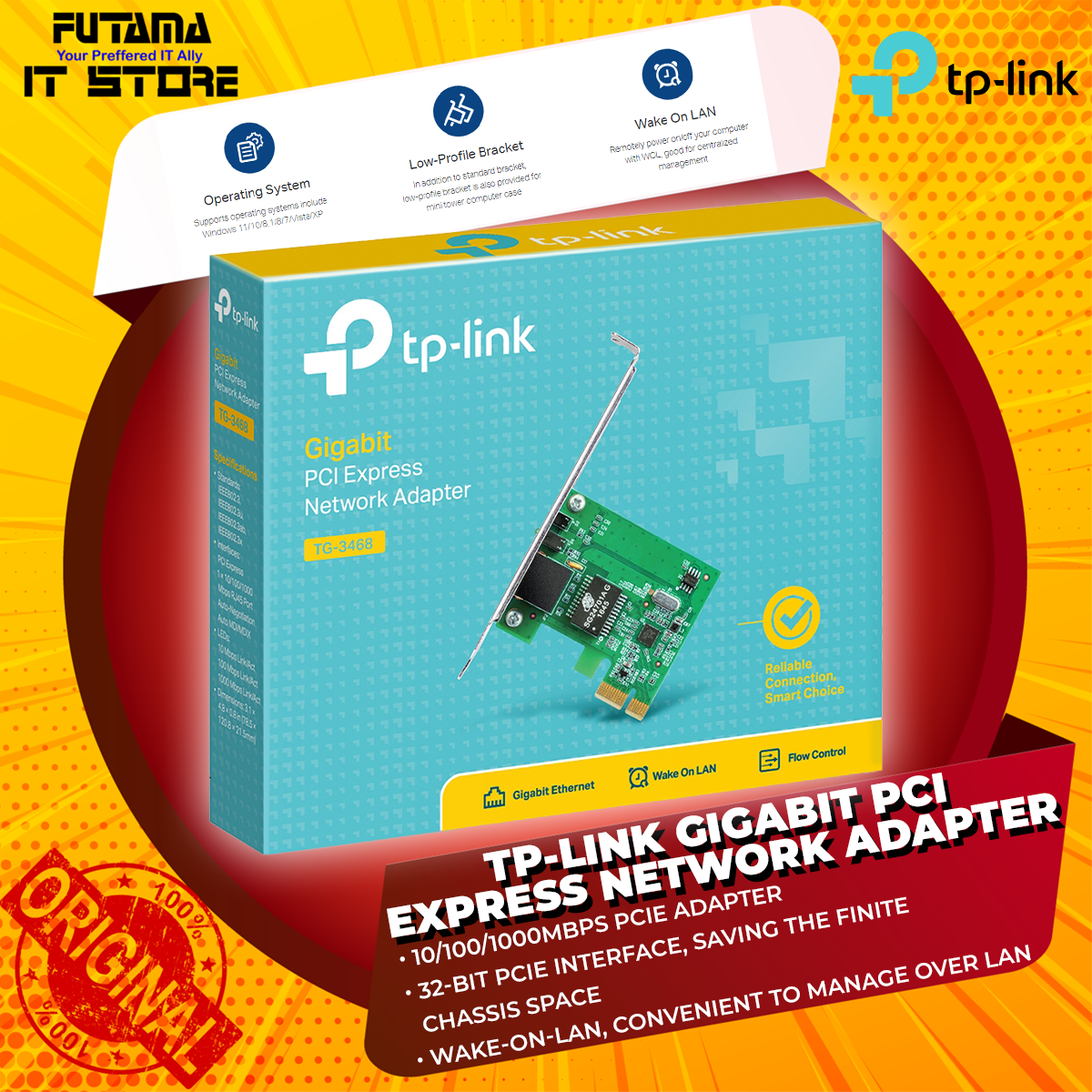 TP-Link Gigabit PCI Express Network Adapter - TG-3468, 10/100/1000Mbps ...