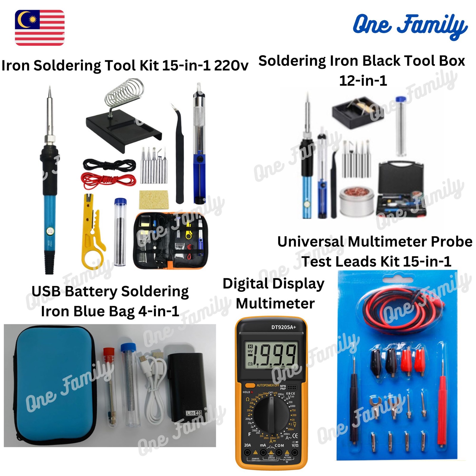 Soldering Tool Kit | Probe Test Leads | Multimeter | Battery Tester ...