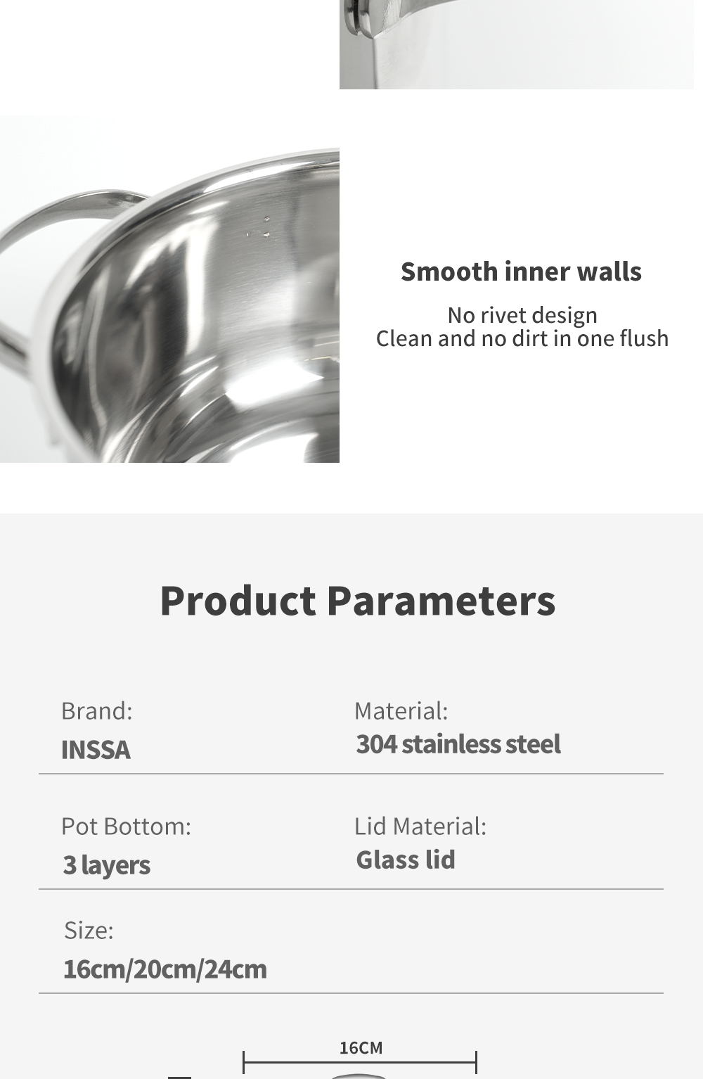 Simplus 304 Stainless Steel Pot Set (16cm/20cm/24cm x 3 Pcs) | Shopee Malaysia