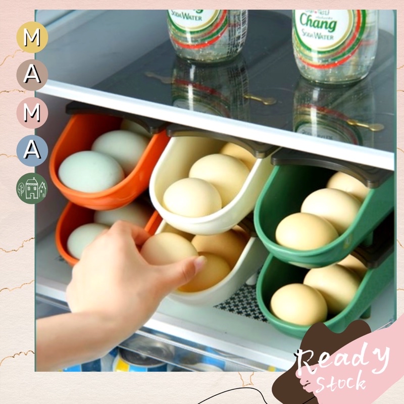 Egg Storage Box Egg Storage Container Refrigerator Egg Drawer Stackable Egg Tray Holder Telur ...