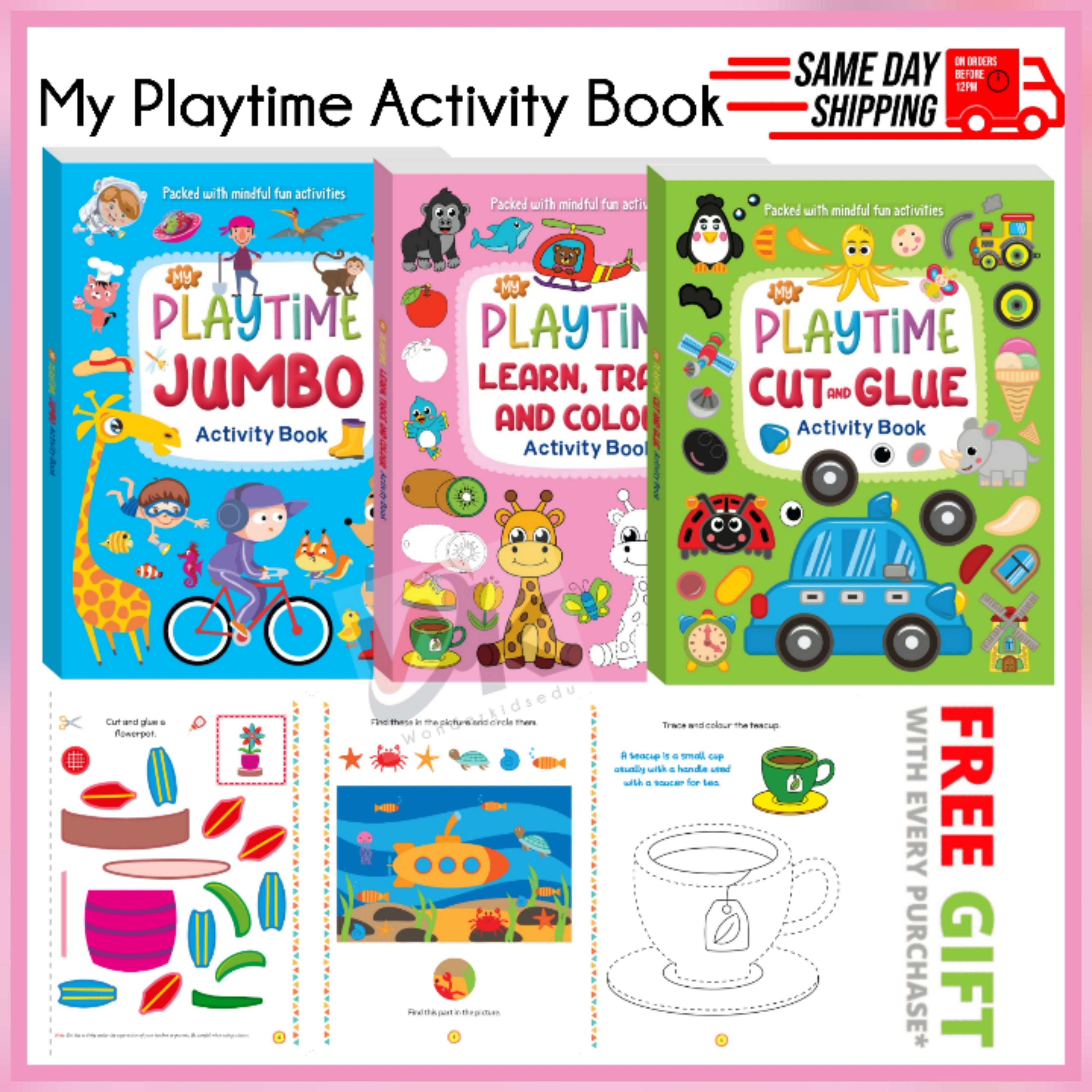 My Playtime Jumbo Activity Book | Cut and Glue | Learn and Colour ...