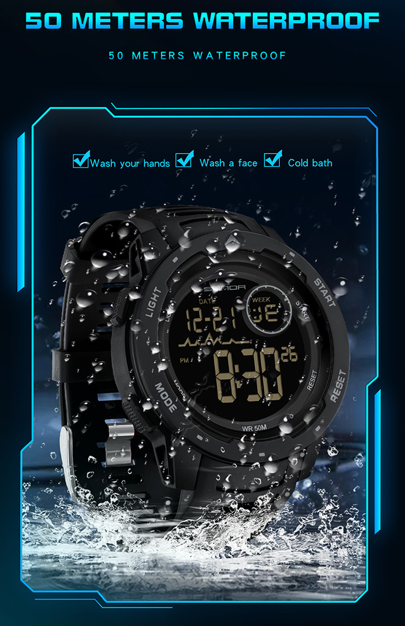 Sanda Fashion Personality Digital Large Dial Outdoor Sports Waterproof ...