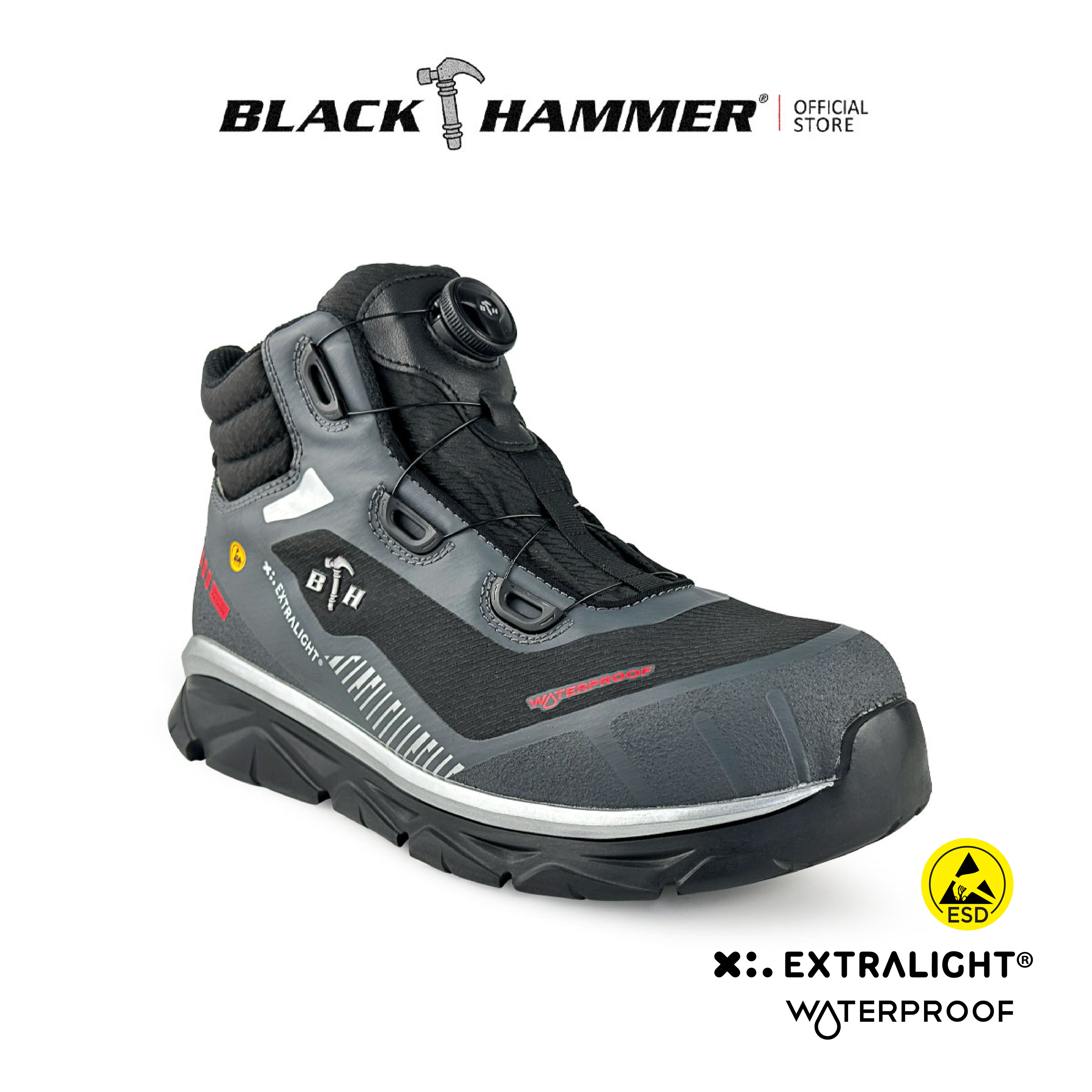 Black Hammer Pro Series Men Mid Cut Waterproof ESD Extralight Safety ...