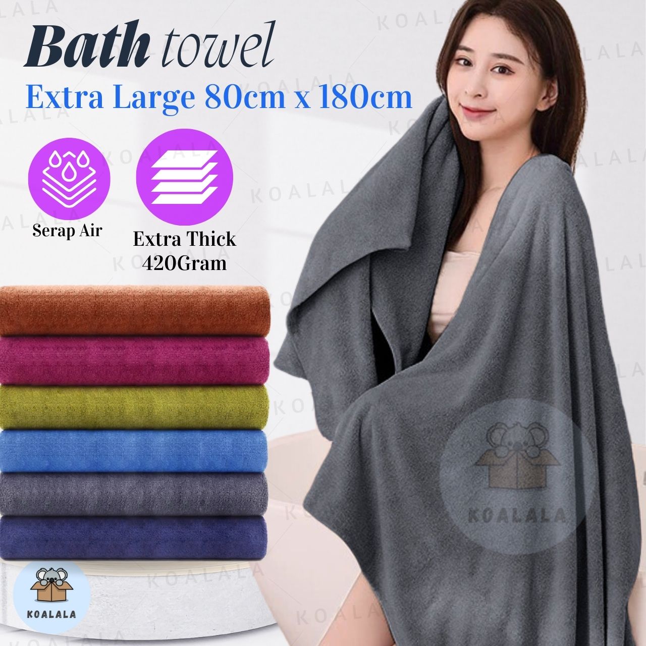 Bath Towel Tuala Mandi Dewasa Serap Air Microfiber Tuala Mandi Baby ...