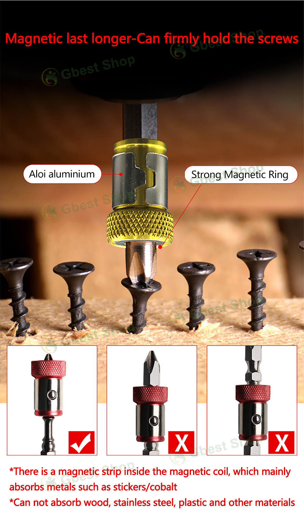 Screwdriver Magnetic Bit Holder Alloy Electric Magnetic Ring Universal ...