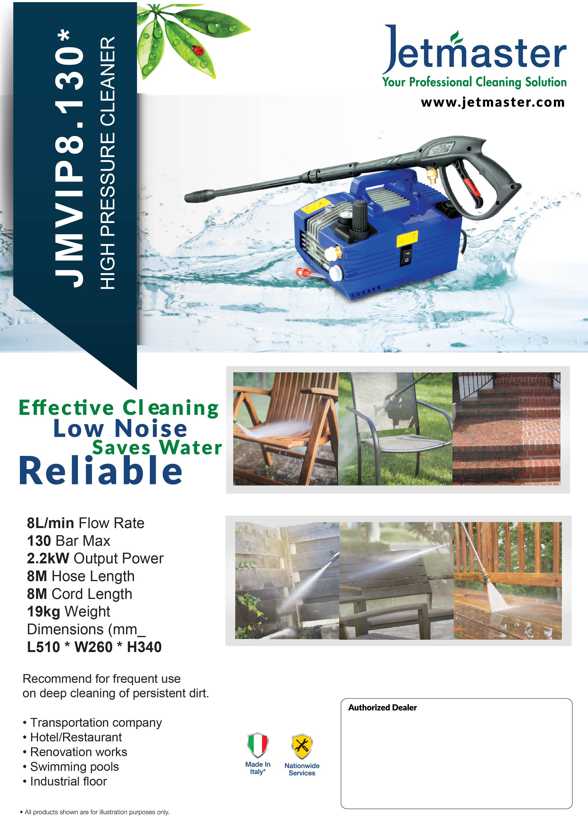 Jetmaster JM-VIP8.130 Heavy Duty Italy High Pressure Cleaner High ...