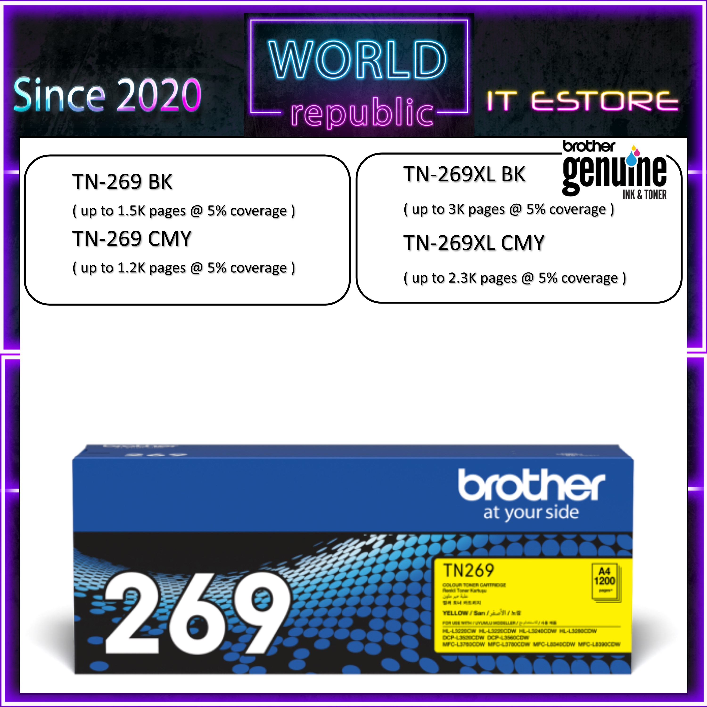 Brother toner TN269 TN-269 TN-269NK TN269BK TN269C TN269M TN269Y ...