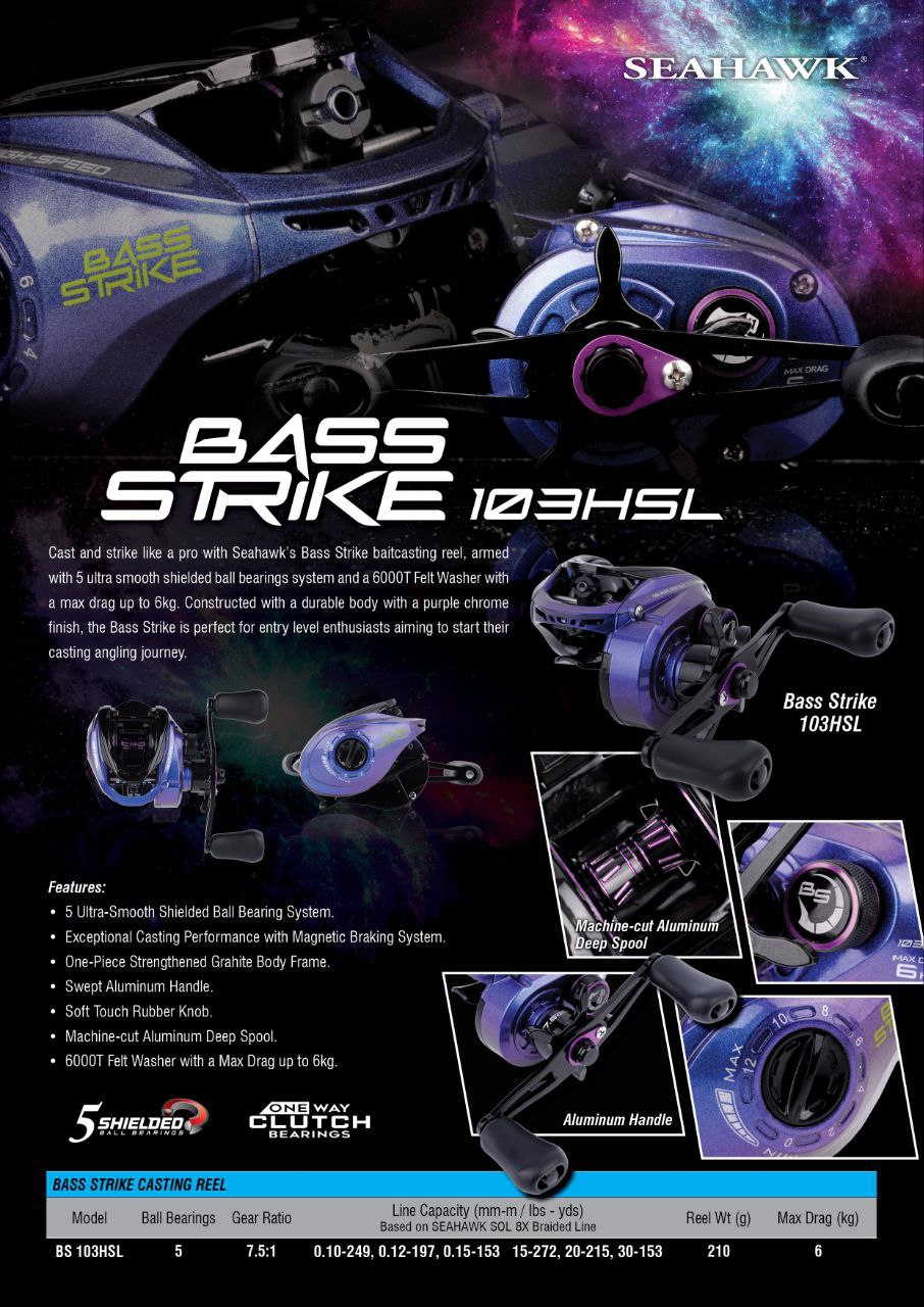NEW 2023 SEAHAWK BASS STRIKE BS103HSL BAITCASTING REELS | Shopee Malaysia