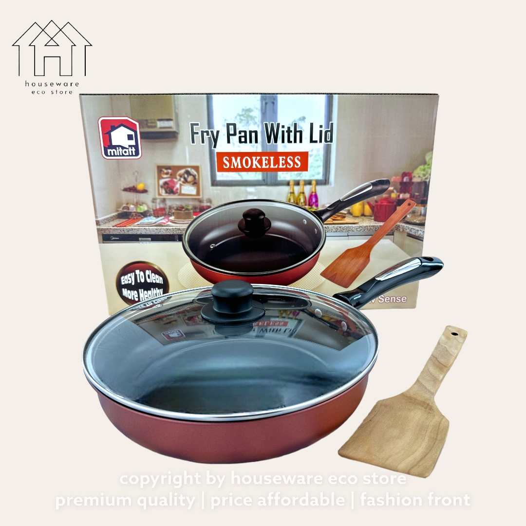 26cm Frying Pan With Lid & Spatula / Fry Pan / Resistant Superior Heat ...