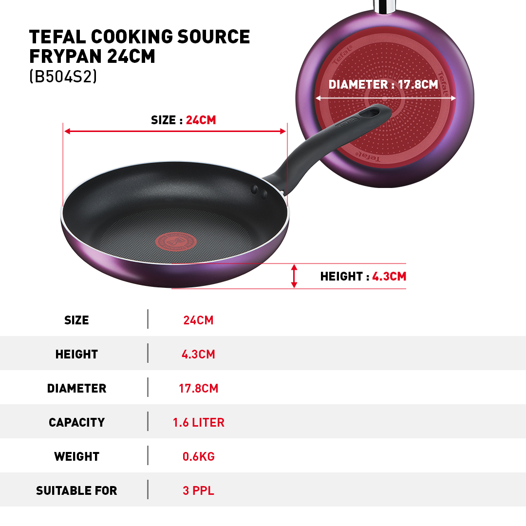 Tefal Cooking Source 3pcs Set (Frypan (24cm) + Saucepan (18cm) + Glass ...