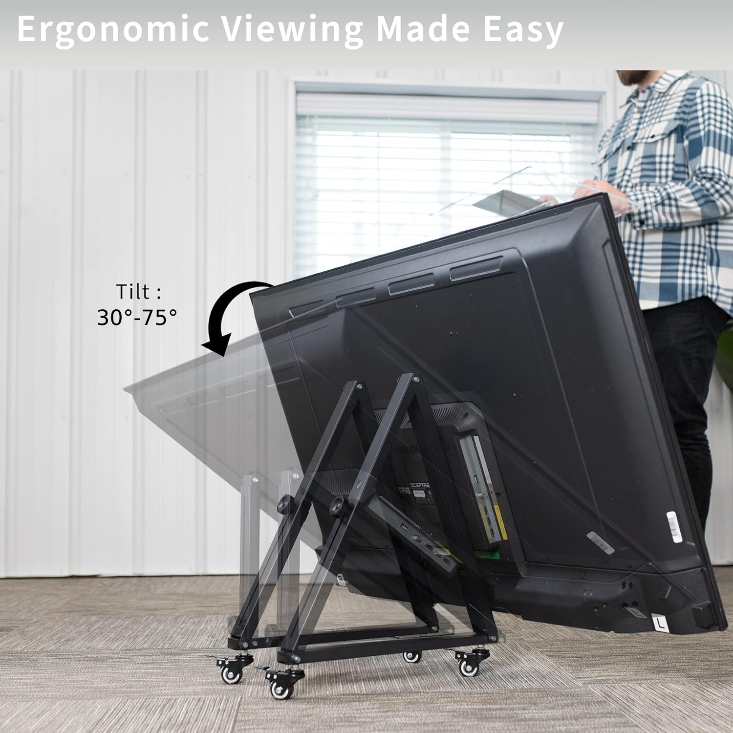 Low Height TV Stand with Wheels Moveable Low Profile Stage Floor TV ...