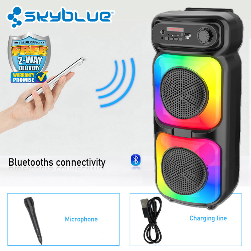 Skyblue LED Wireless Speaker Bluetooth Bass Besar Set With Super Spiker ...
