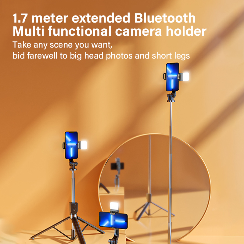 🔥1.7m Bluetooth Selfie Stick Mobile Phone Stand 360° Rotating Tripod ...