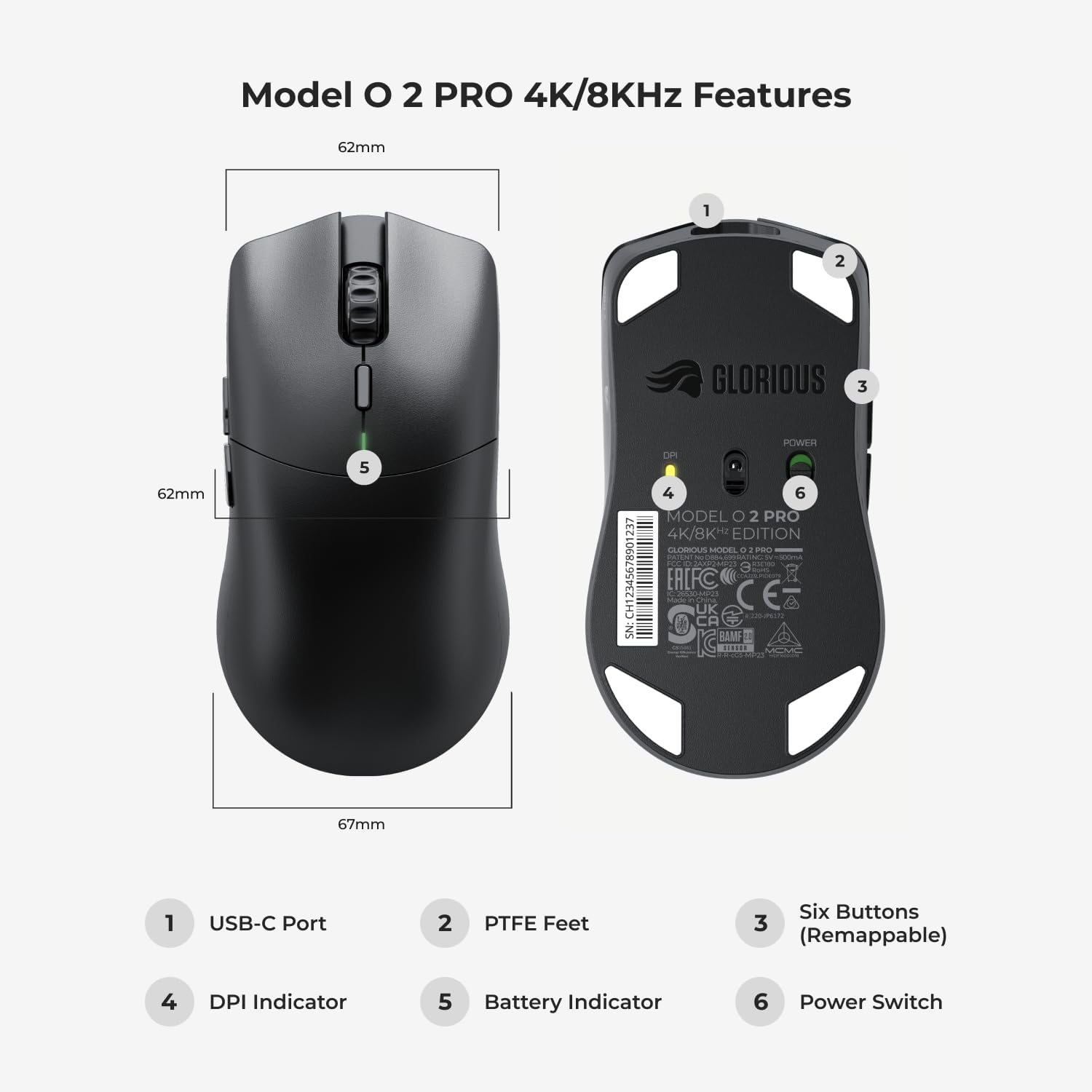 GLORIOUS Model O 2 Pro 4KHz/8KHz Edition Competitive Wireless Gaming ...