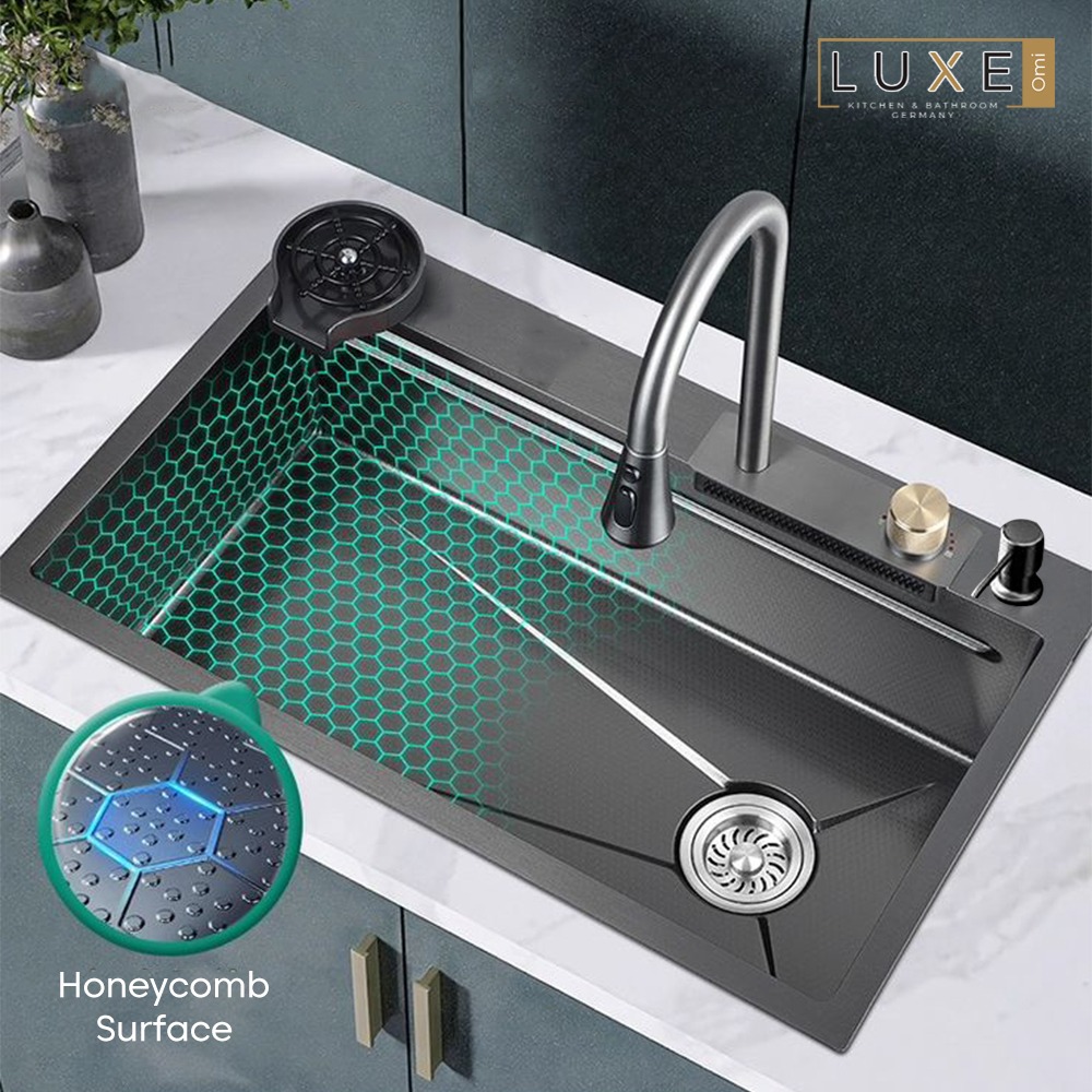 LUXE Stainless Steel Anti Scratch Honeycomb Kitchen Waterfall Sink ...