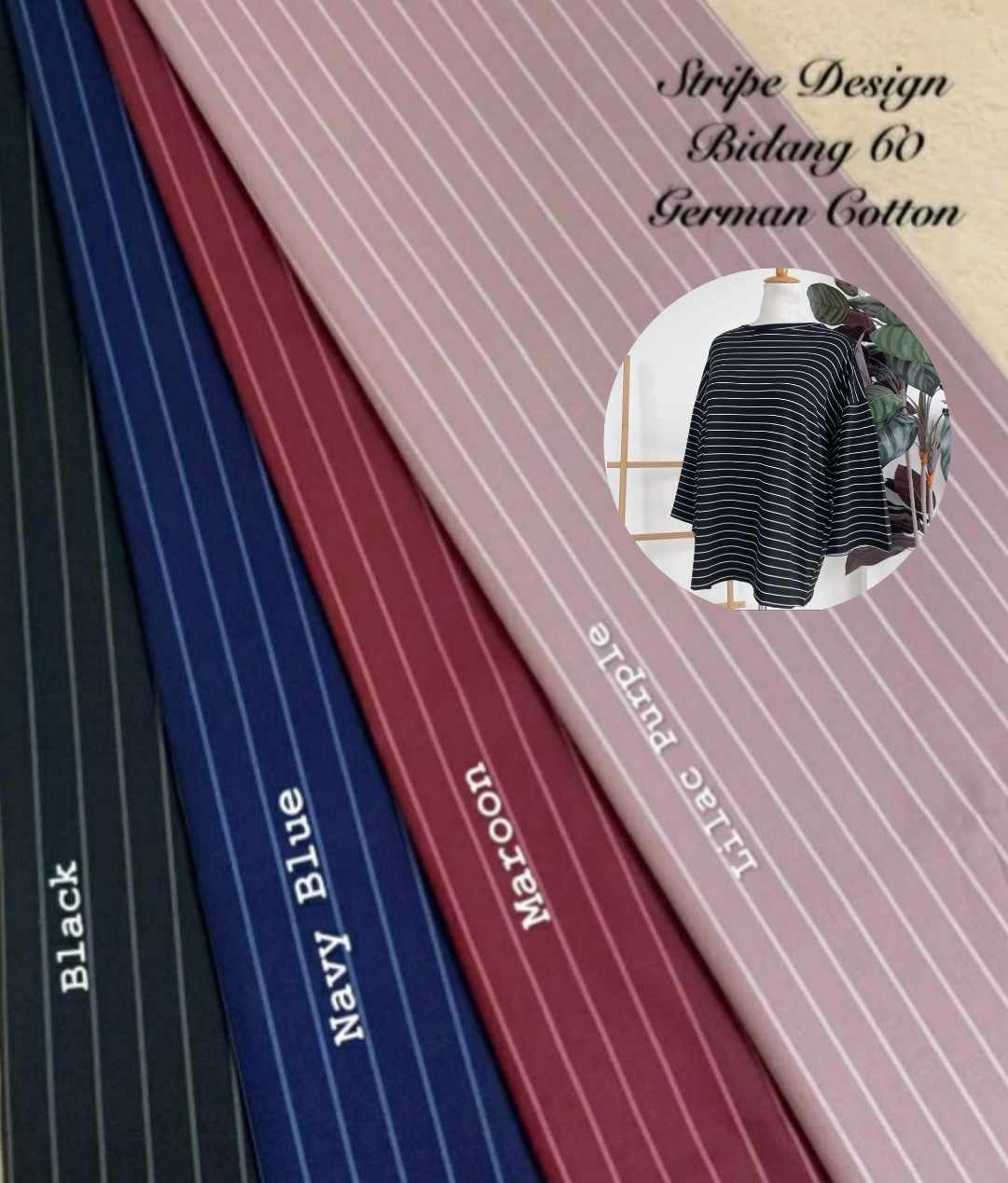 German Cotton Finest Yarn Exclusive Cotton Stripe and Grid Design Kain ...