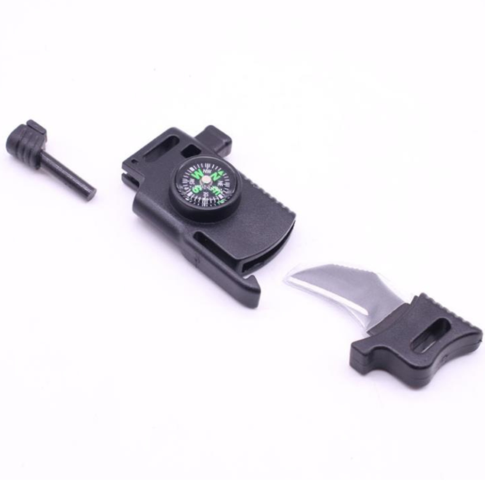 12mm 4-in-1 Buckle with Whistle Compass Blade Flint Fire Starter ...