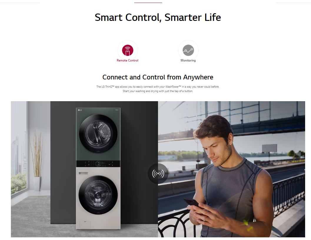 LG Wash Tower All In One Stacked Washer 14KG/Dryer 10KG WT1410NHEG ...