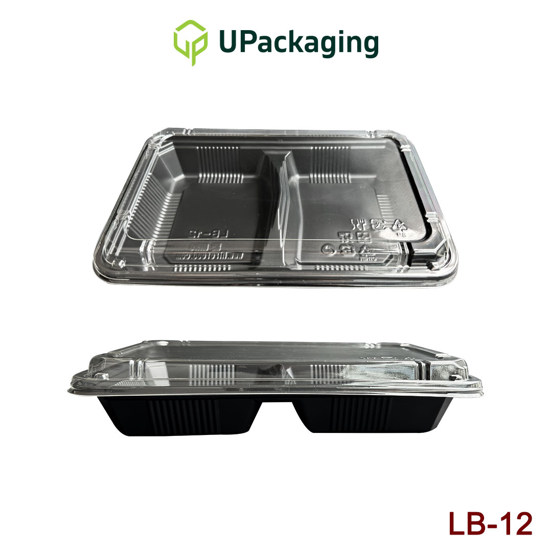 [50 Pcs] 2 COMPARTMENTS LUNCH BOX LB-12 with Lid 2 Compartment Plastic ...