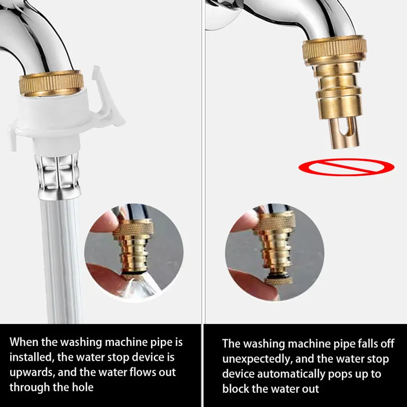 Washing Machine Inlet Hose Water Faucet Adapter with Special Stop Valve ...
