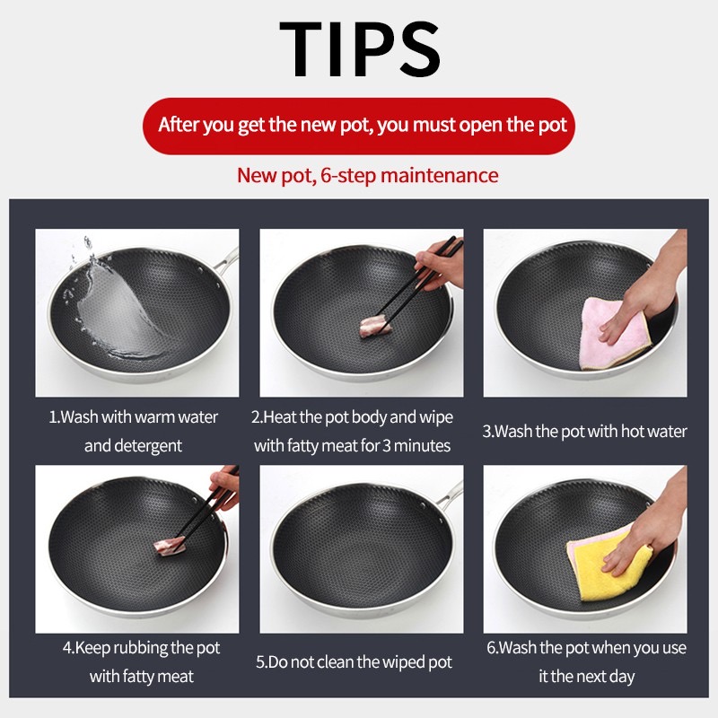 Honey Comb Cooking 32cm Nonstick Frying Wok Pan Pot Non-stick Stainless ...