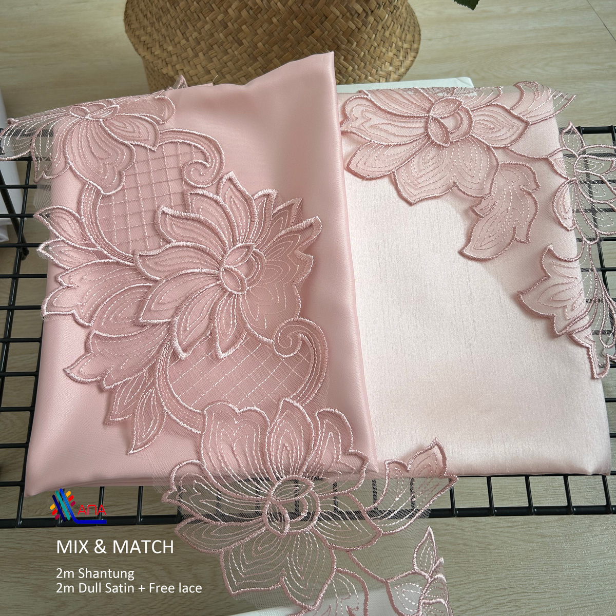 【FREE LACE】Mix Match Korean Shantung Silk Match Dull Satin Japan/Toyobo ...