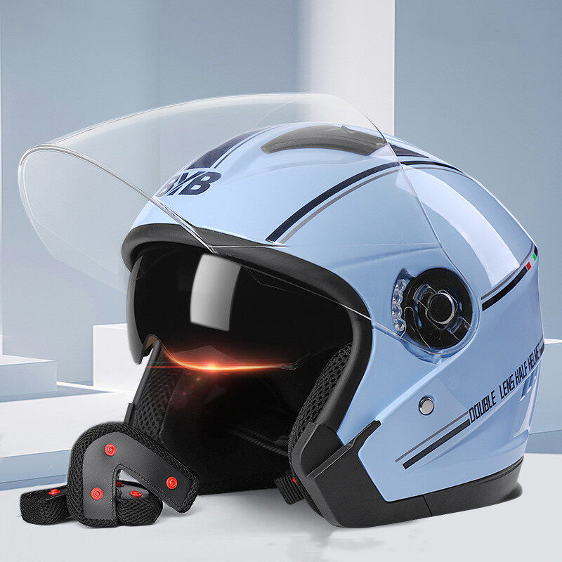 Motorcycle Helmet Double Visor Motor Helmet Electric Motorbike Half ...