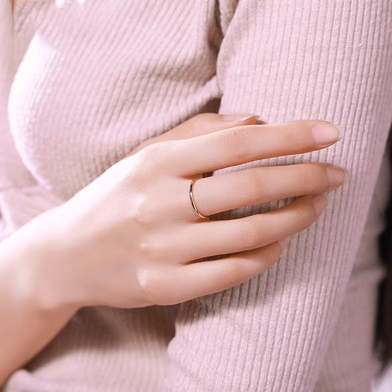 Fashion classic simple inner and outer curved stainless steel ring ...