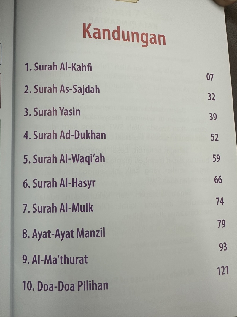 Buku Himpunan 7 Surah Istimewa Berserta Ayat Ayat Manzil Dengan Bacaan ...