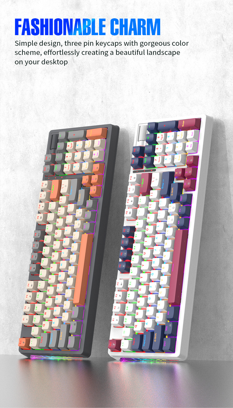 XUNFOX K85 HOTSWAPABLE SWITCH & CAP 96 KEYS WITH VOLUME CONTROL 2 TONE ...