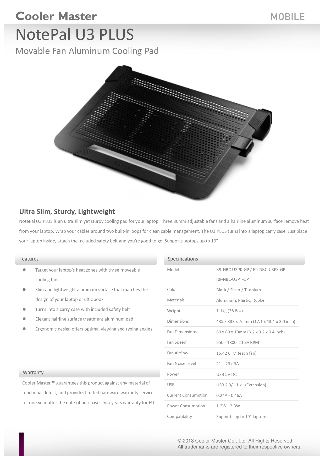Cooler Master Notepal U3 Plus Laptop Cooling Pad | Shopee Malaysia
