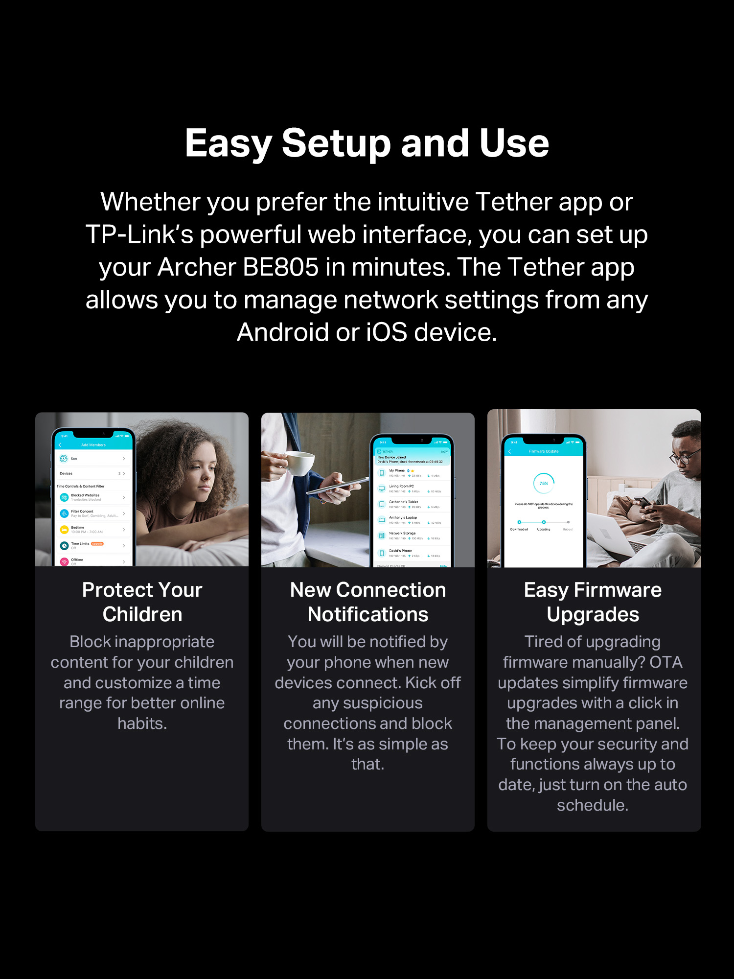 TP-Link Archer BE805 WiFi 7 BE19000 Tri-Band Dual 10G Ports Router with ...