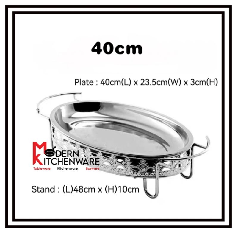 【ModernKitchenware】Stainless Steel Oval Shape Fish Plate With Stand ...