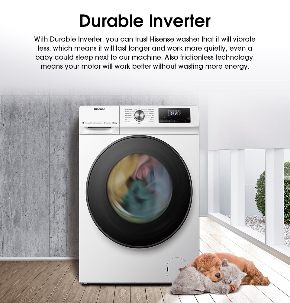 Hisense 2-In-1 Inverter Front Load Washer Dryer Front Load WD3Q8543BW ...