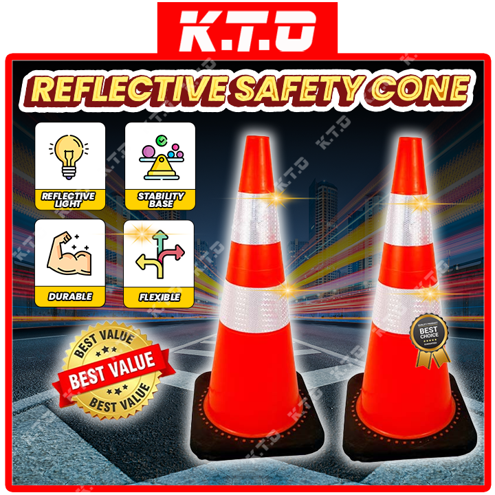 70cm Portable Reflective Flexible Safety Cone Traffic Parking Road ...