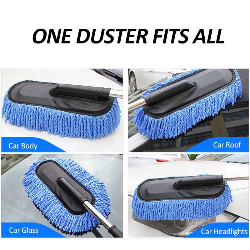 Microfiber Chenille Car Wash Mop Three-Section Elastic Rotation Multi ...