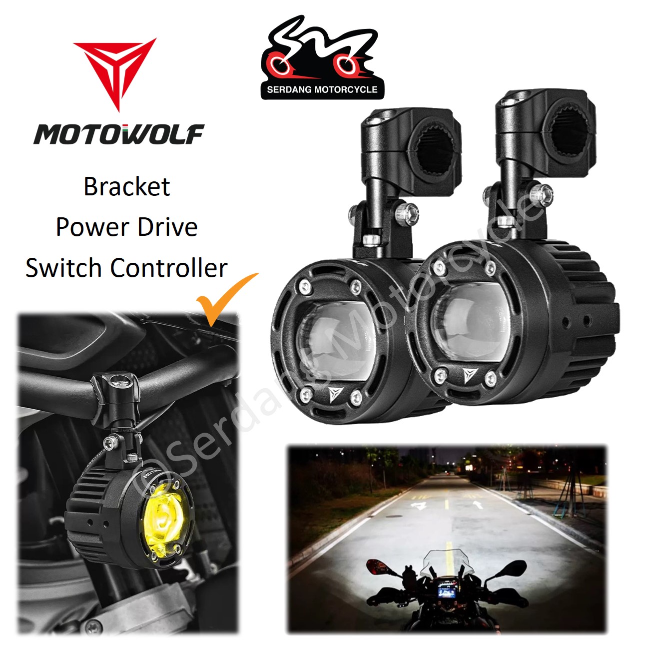 MOTOWOLF MDL5006 LED Spotlight Daylight Control Censor Headlight ...