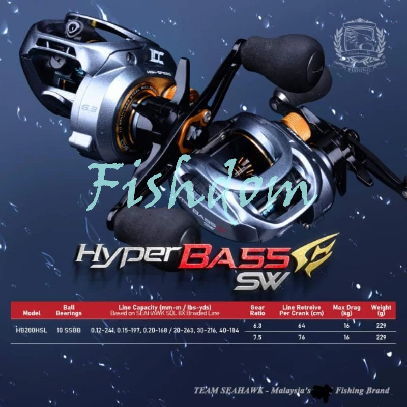 FISHDOM TEAM SEAHAWK HYPER BASS 200HSL BC CASTING REEL | Shopee Malaysia